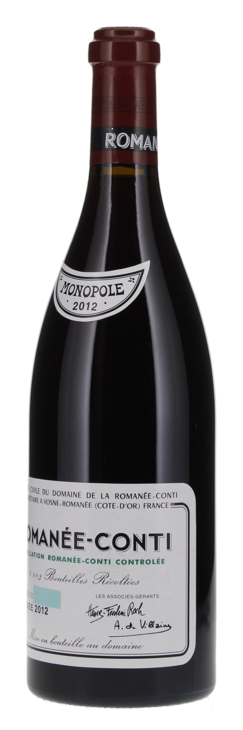 2012 Domaine de la Romanee-Conti Romanee-Conti Pinot Noir Grand Cru ...