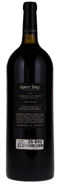 2011 Robert Foley Vineyards Howell Mountain Cabernet Sauvignon, 1.5ltr | WineBid | Wine for Sale
